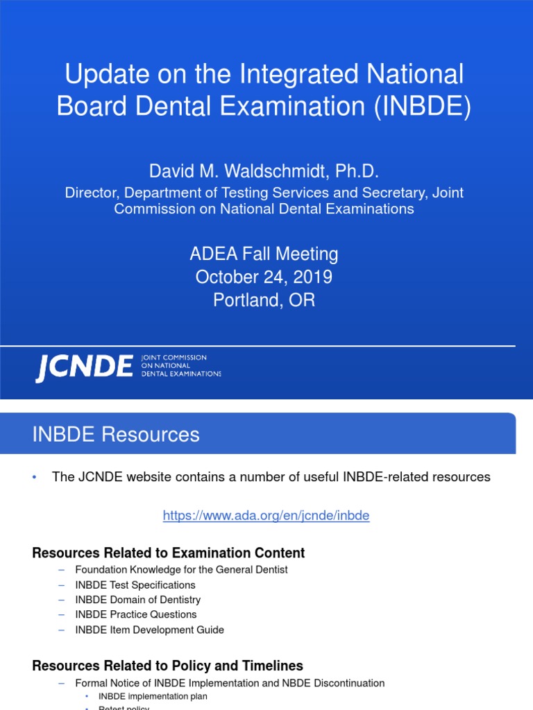 INBDE Exam Update for Dental Educators | PDF | Dentistry | Periodontology