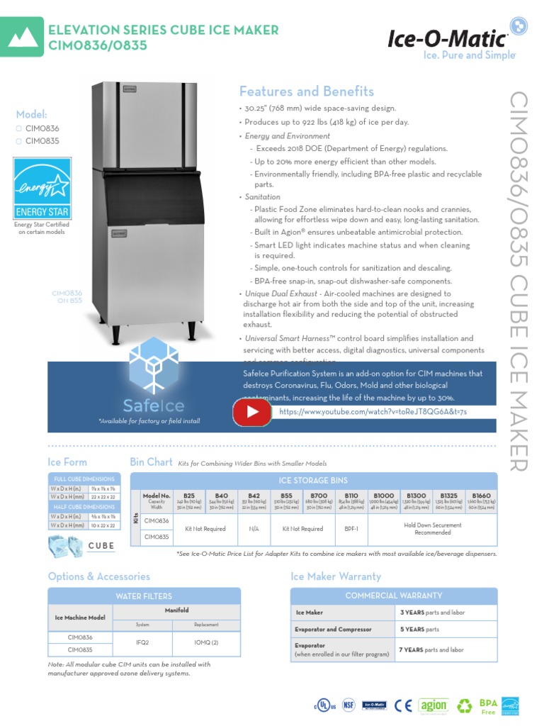 ICE-O-Matic CIM0836/0835 | PDF | Water | Manufactured Goods