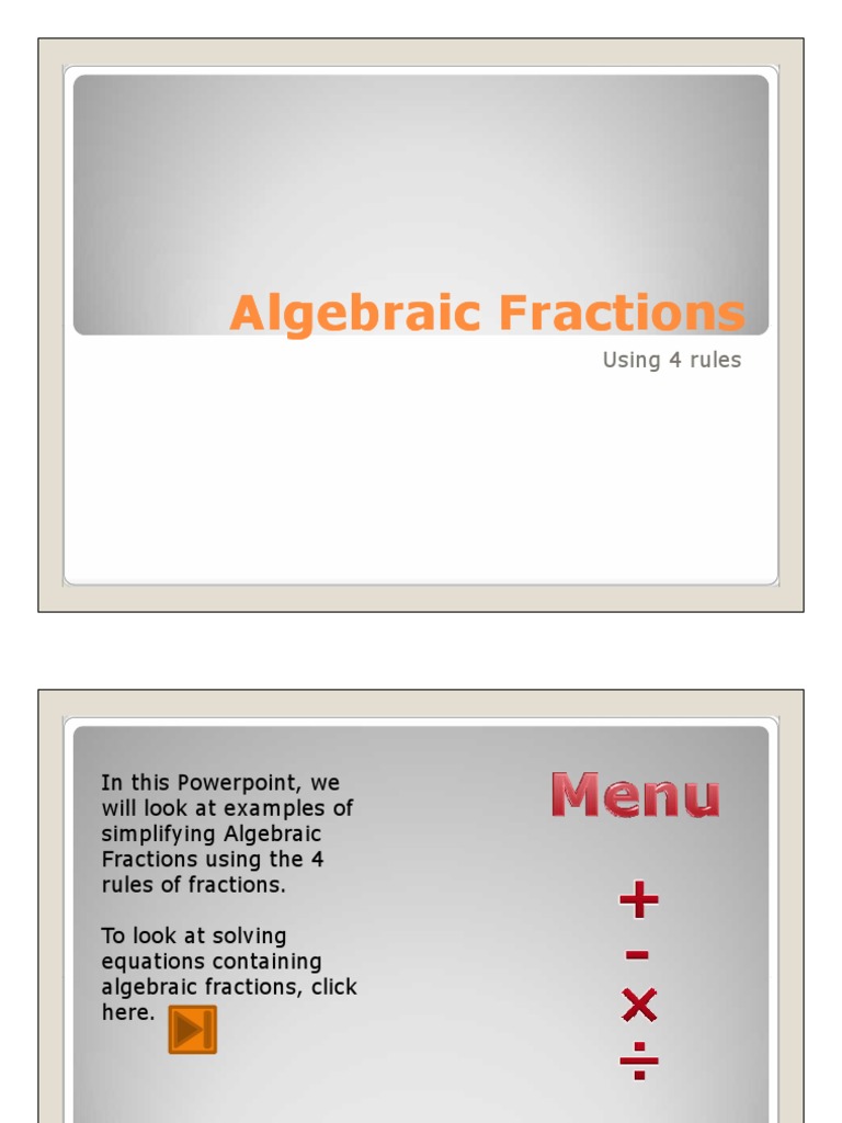 Algebraic Fractions PDF