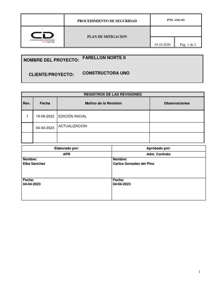 Plan de Mitigacion | PDF