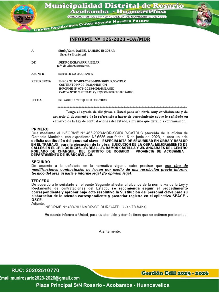 INFORME #125-2023 Devolucion de Proveido | PDF