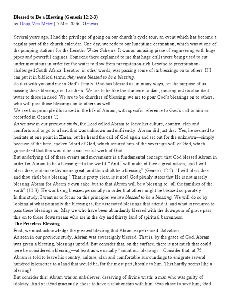 Blessed to Be a Blessing in Genesis | PDF