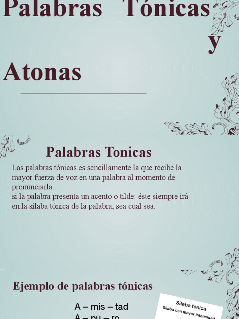Palabras Tónicas y Átonas Explicadas | PDF