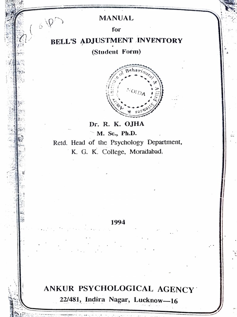 Bell's Adjustment Inventory Manual | PDF