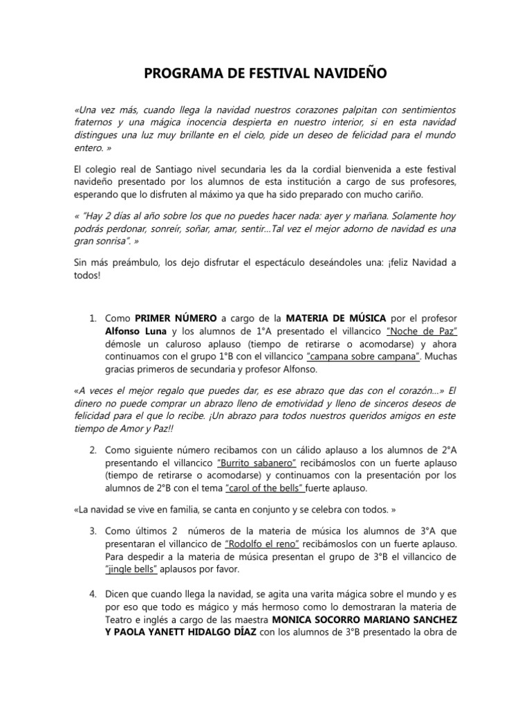 Programa de Festival Navideño | PDF