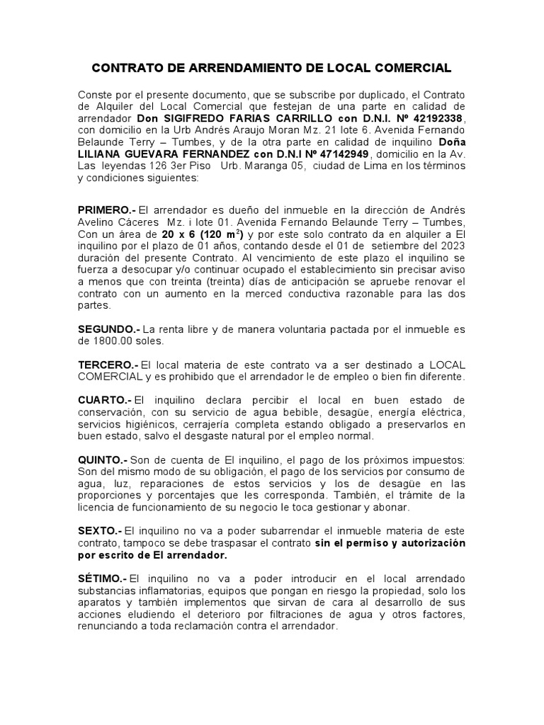 Contrato de Local Sigifredus | PDF