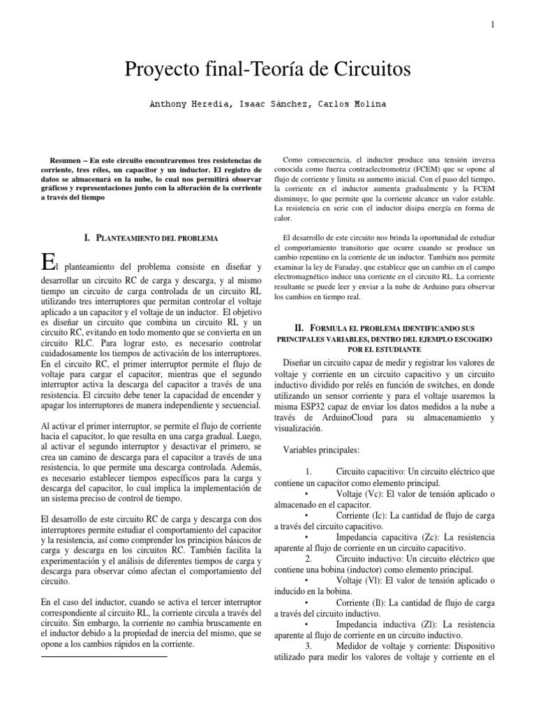 PROYECTO FINAL-ieee | PDF | Inductor | Corriente eléctrica