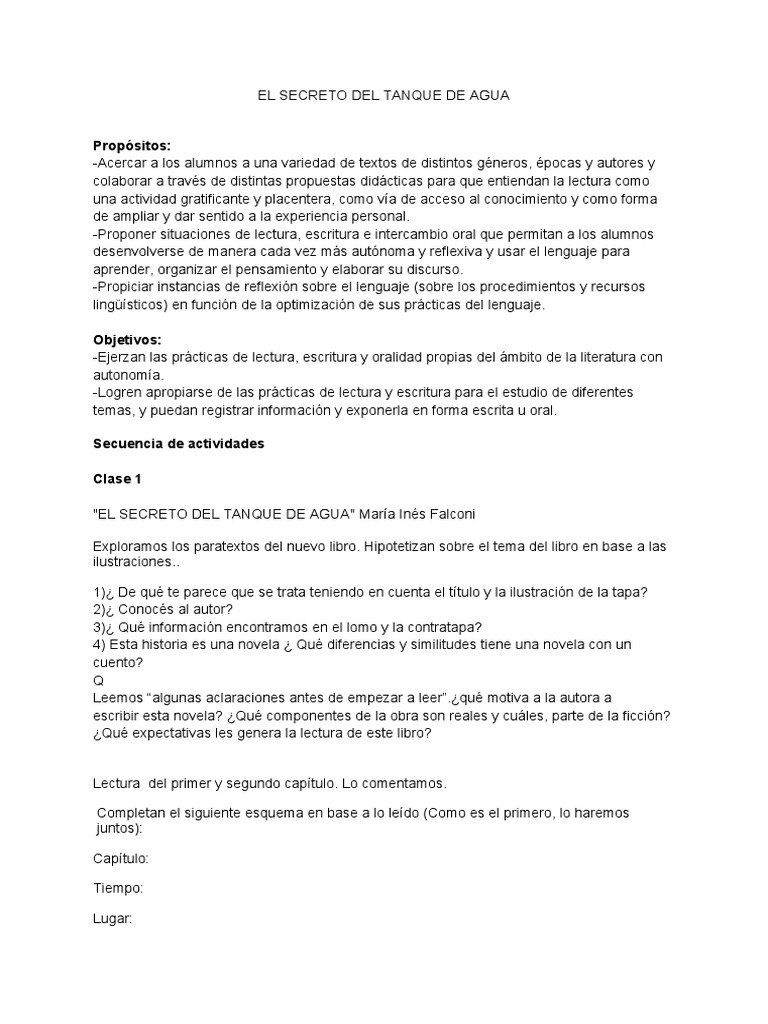 El Secreto Del Tanque de Agua 5to 2023 | PDF