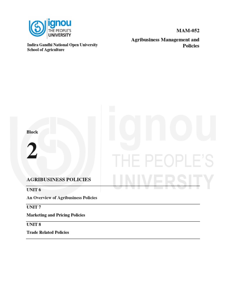 MAM 052 Block-2 | PDF | Agriculture | Agribusiness