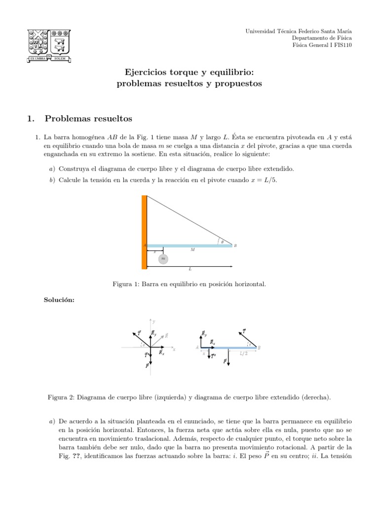Torque y Equilibrio: Ejercicios Resueltos | PDF | Esfuerzo de torsión ...