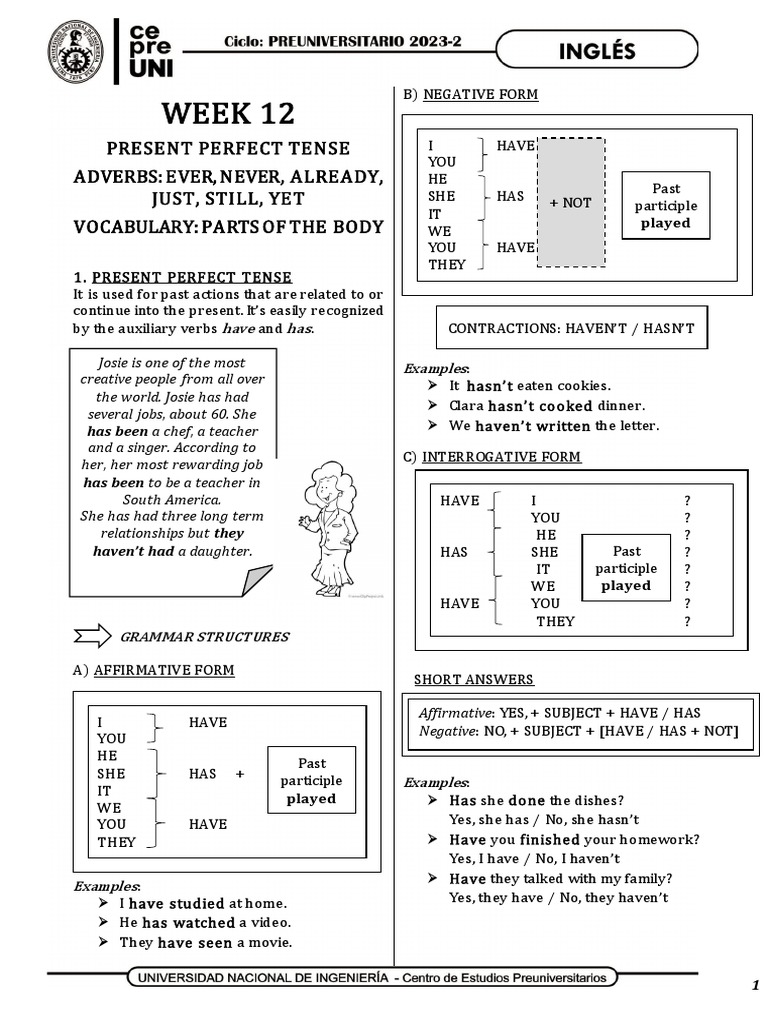 Week 12 Lesson | PDF | Perfect (Grammar) | Grammatical Tense