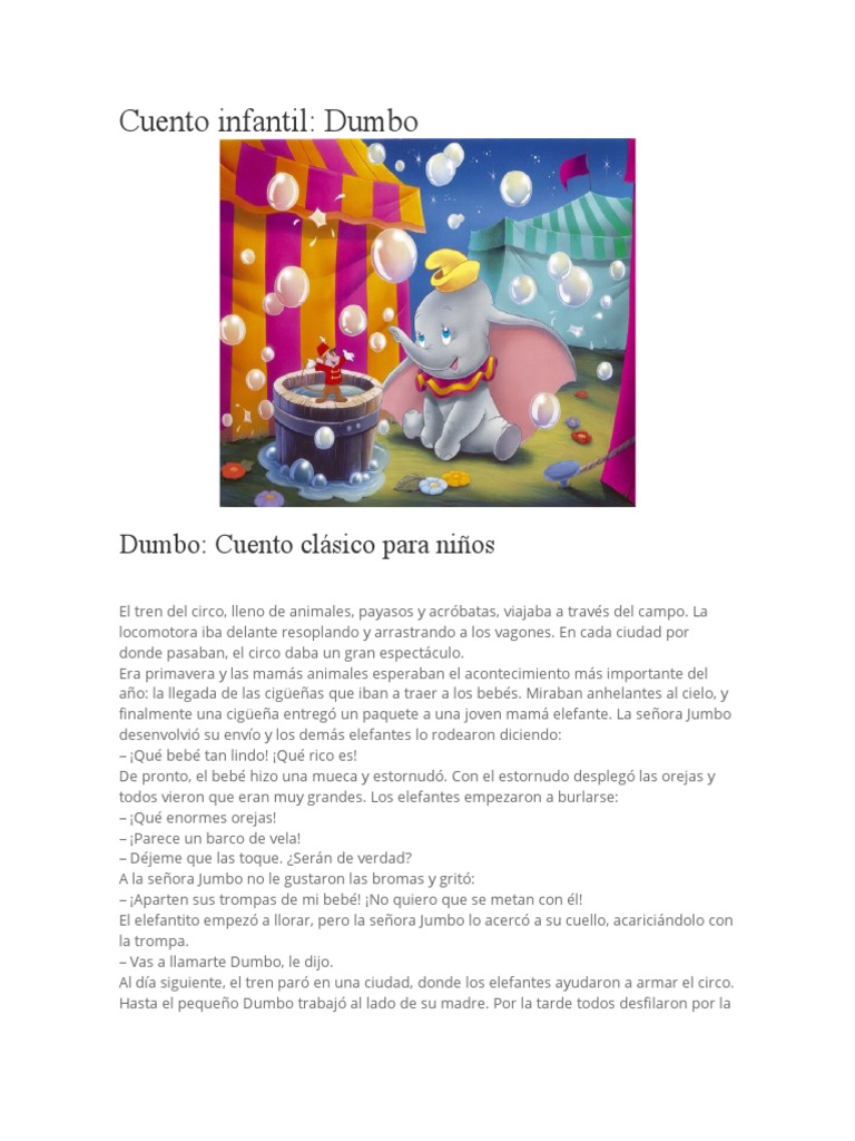 Cuento Infantil - Dumbo | PDF | Poesía