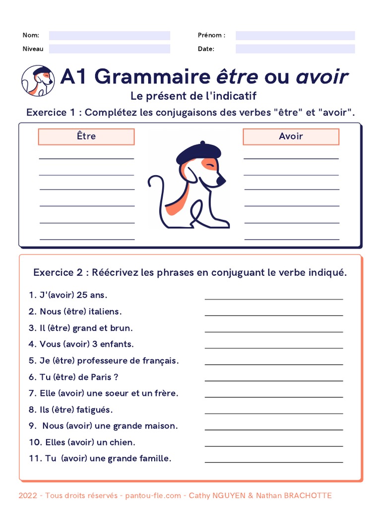 A1 Grammaire Être Ou Avoir | PDF