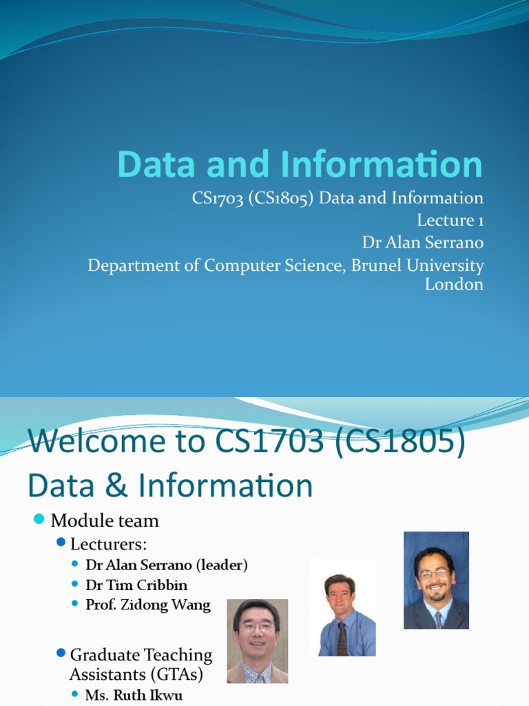 Lec1 - Data and Information | PDF | Information | Data Lec1 - Data and Information | PDF | Information | Data