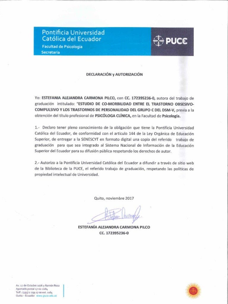 Comorbilidad TOC y Trastornos de Personalidad | PDF
