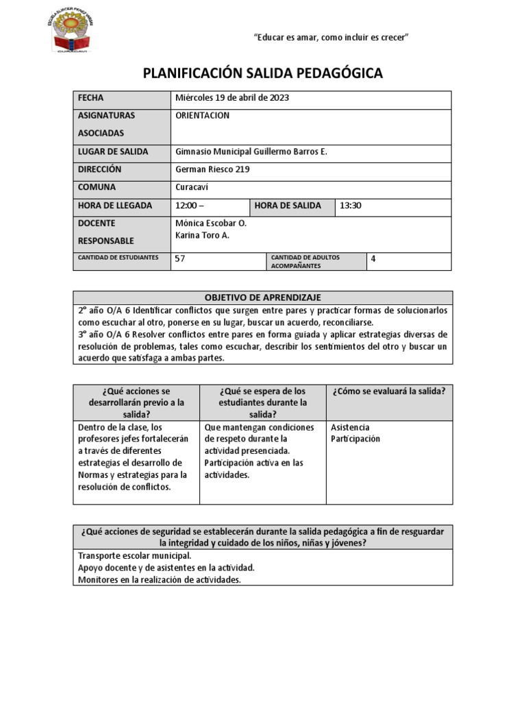 Planificacion Presentacion Obra de Teatro NT1 - NT2 | PDF