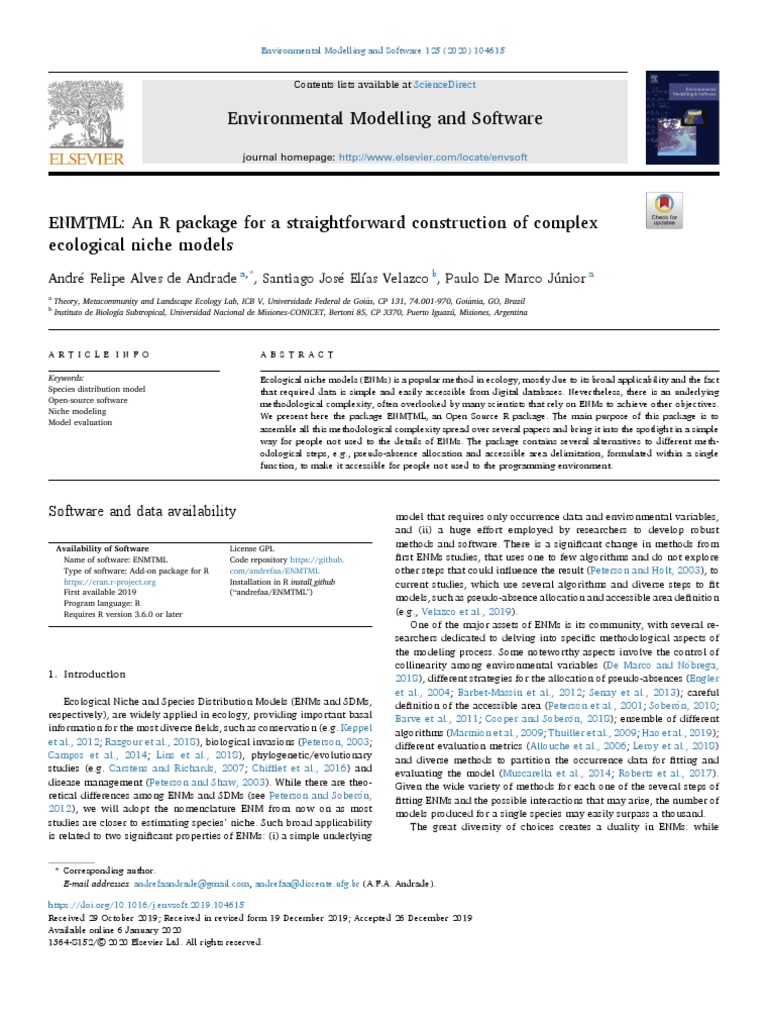 ENMTML An R Package - Ecological Niche Modeling | PDF