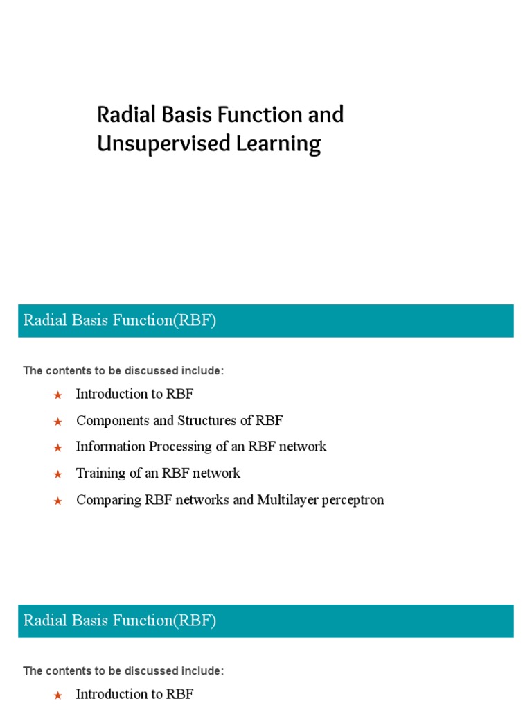 RBF and Unsupervised Learning | PDF | Cluster Analysis | Machine Learning