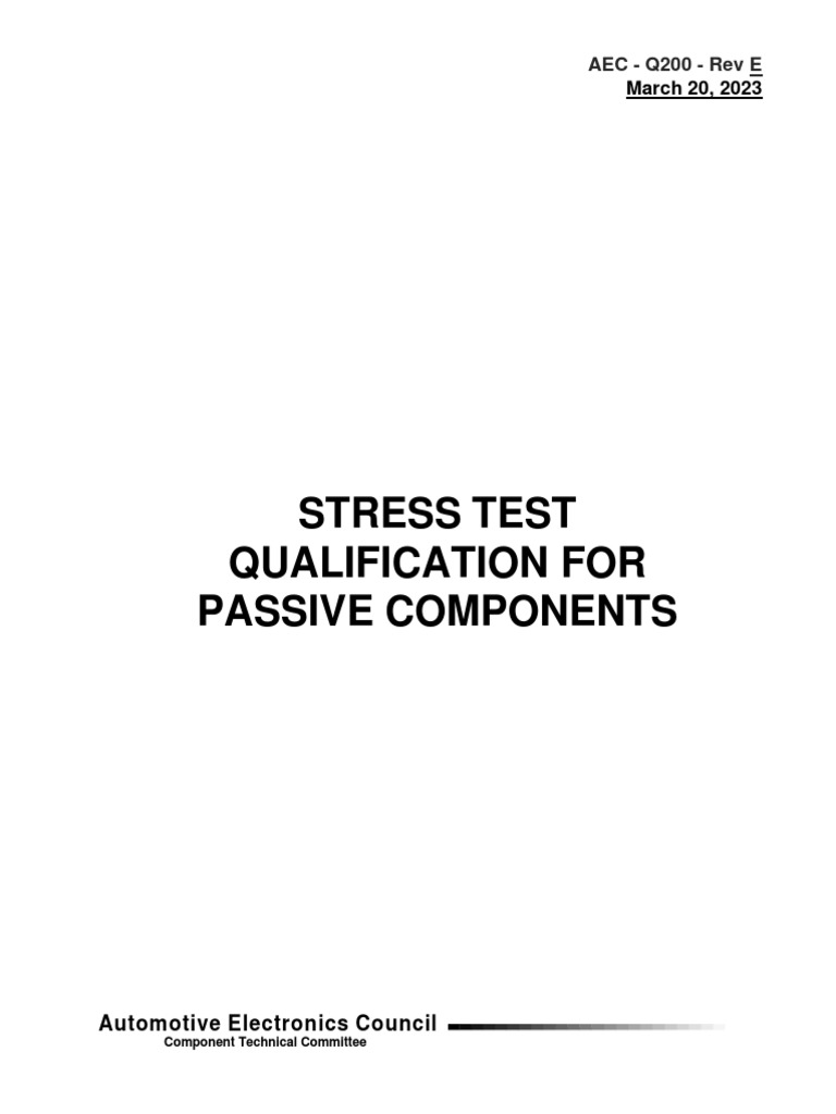 AEC-Q200 Rev E: Passive Component Testing | PDF | Capacitor | Printed ...