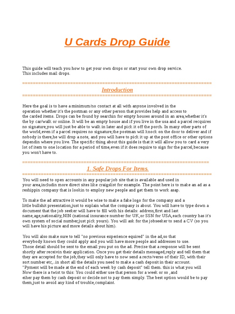 UCard Drop Guide | PDF