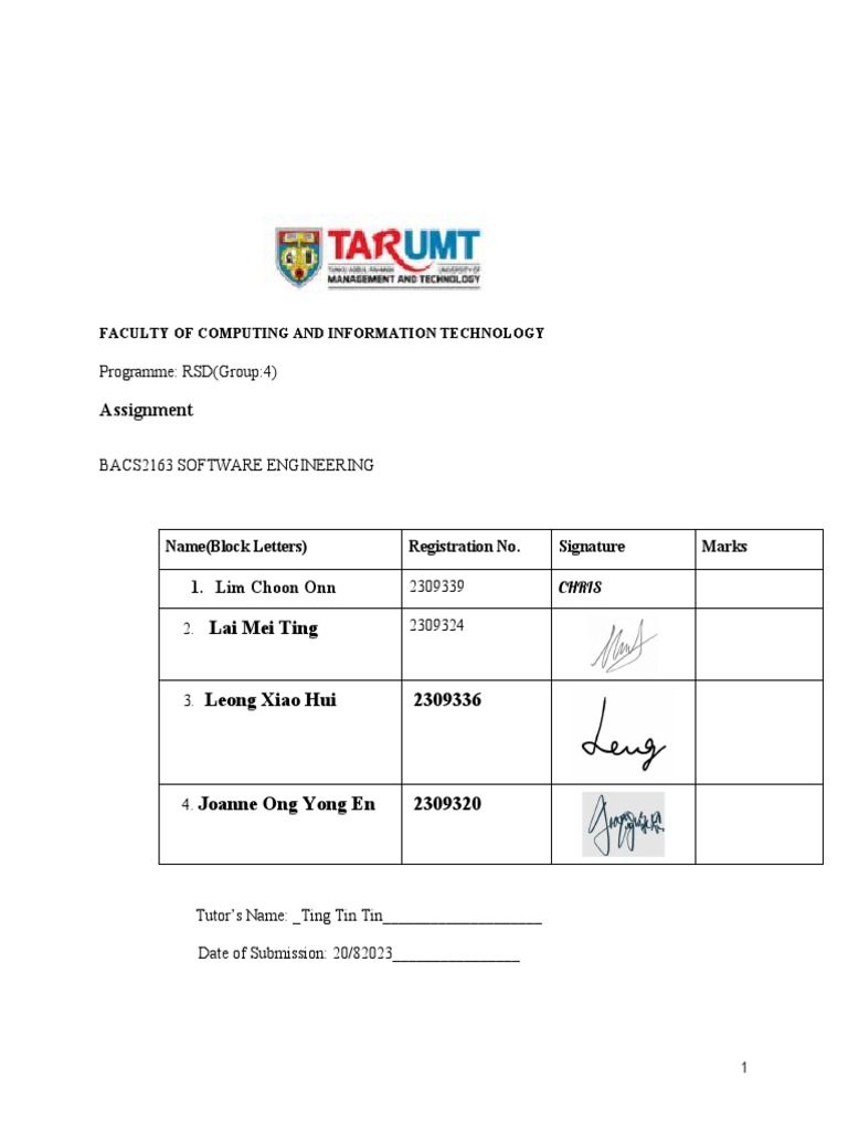 BACS2163 Software Engineering Assignment G1 | PDF | Customer Relationship Management | Usability