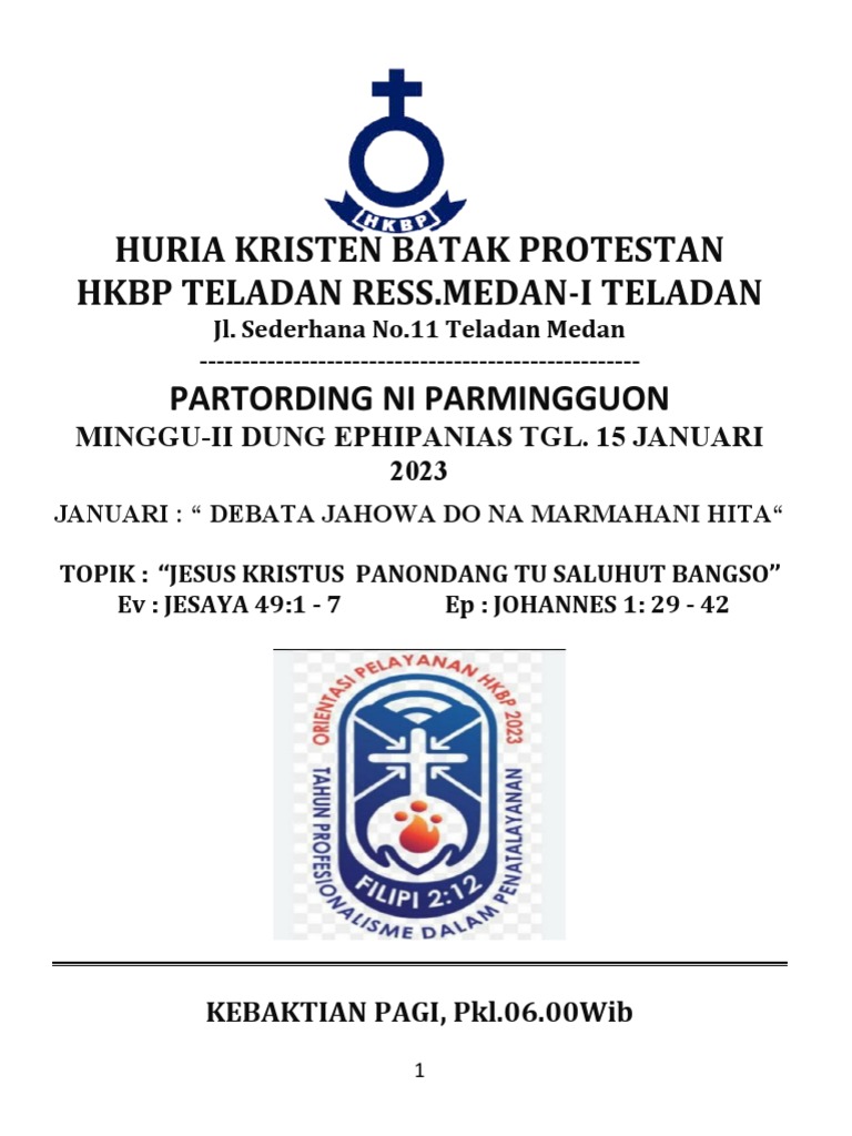 Acara Parmingguon Minggu-II Dung Ephipanias, 15 Januari 2023. Ruas | PDF | Agama & Spiritualitas