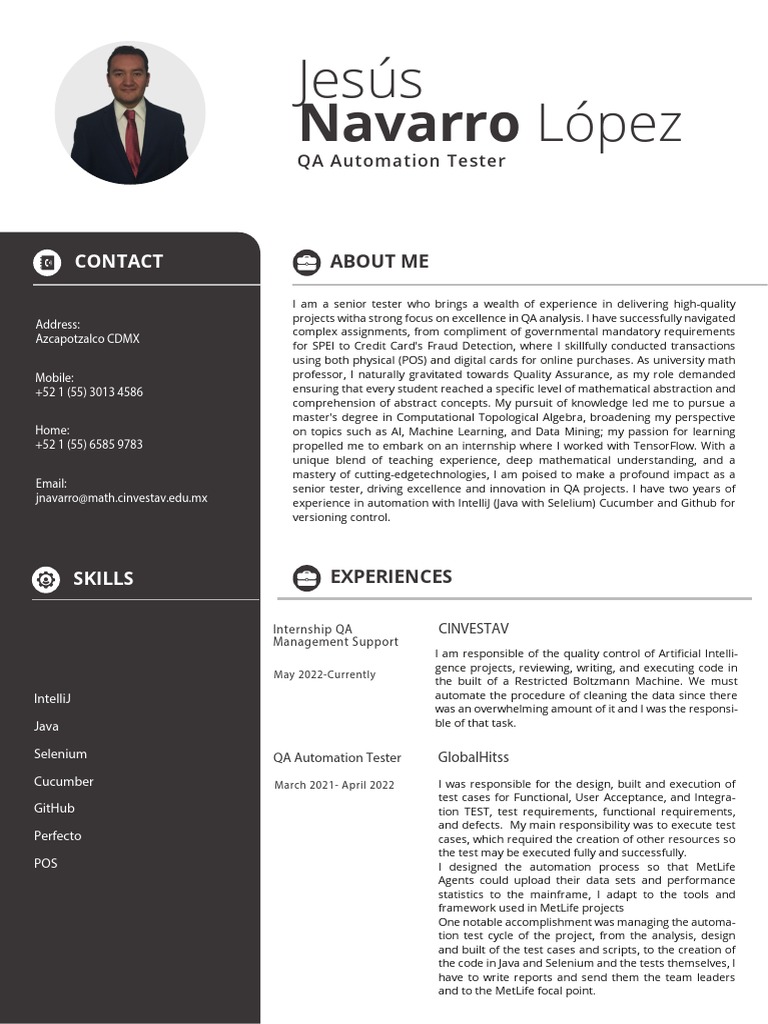 CV Jesus Navarro | Download Free PDF | Selenium (Software) | Mathematics