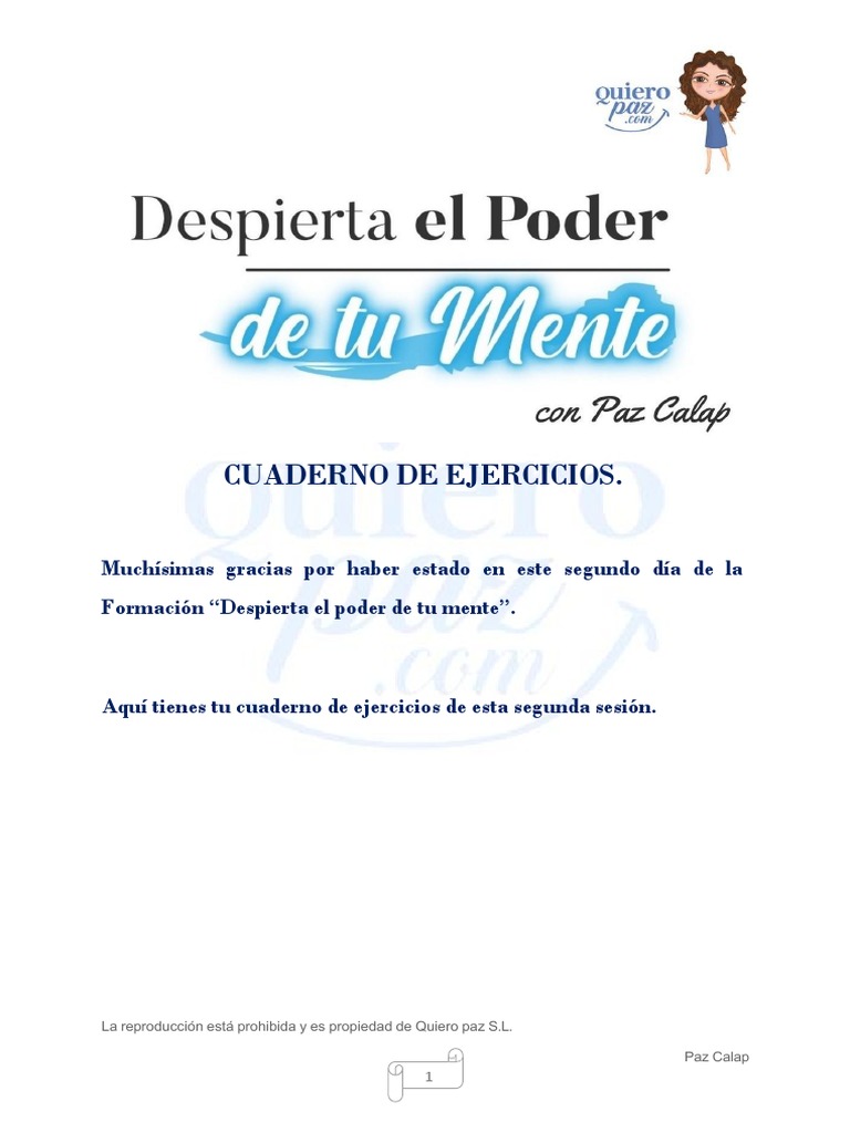 Cuaderno y Ejercicio de PNL. Despierta El Poder de Tu Mente. Paz Calap | PDF
