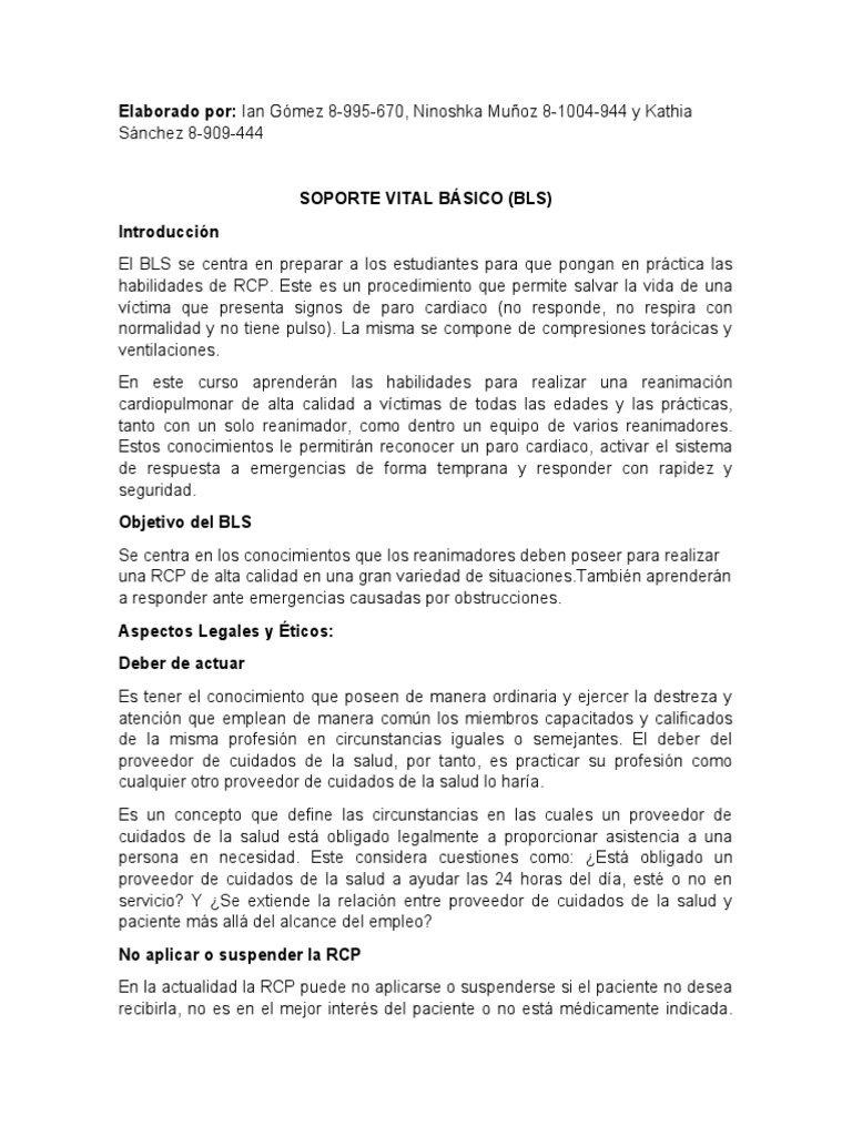 Soporte Vital Básico (BLS) - Grupo B | PDF