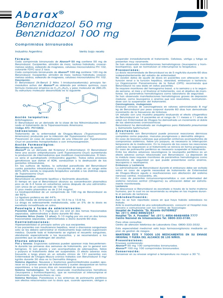 Abarax-50-100-Prospecto-ELEA | PDF | Medicina CLINICA | Especialidades Medicas