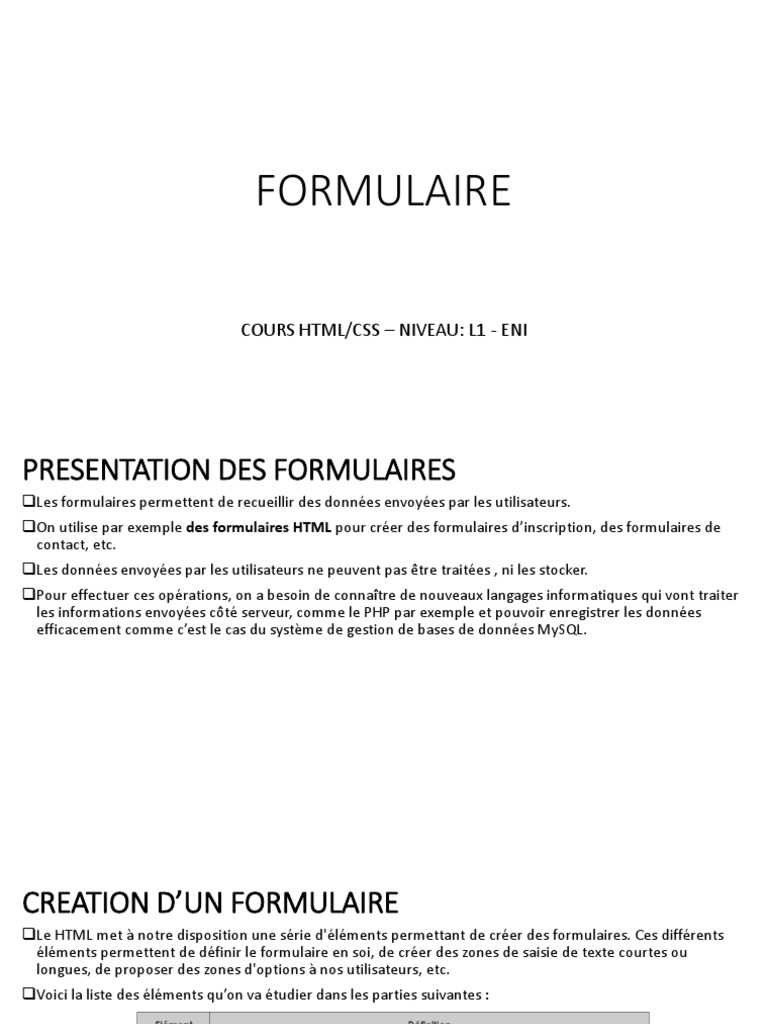 Langage HTML Css Formulaire Part 6 | PDF Langage HTML Css Formulaire Part 6 | PDF