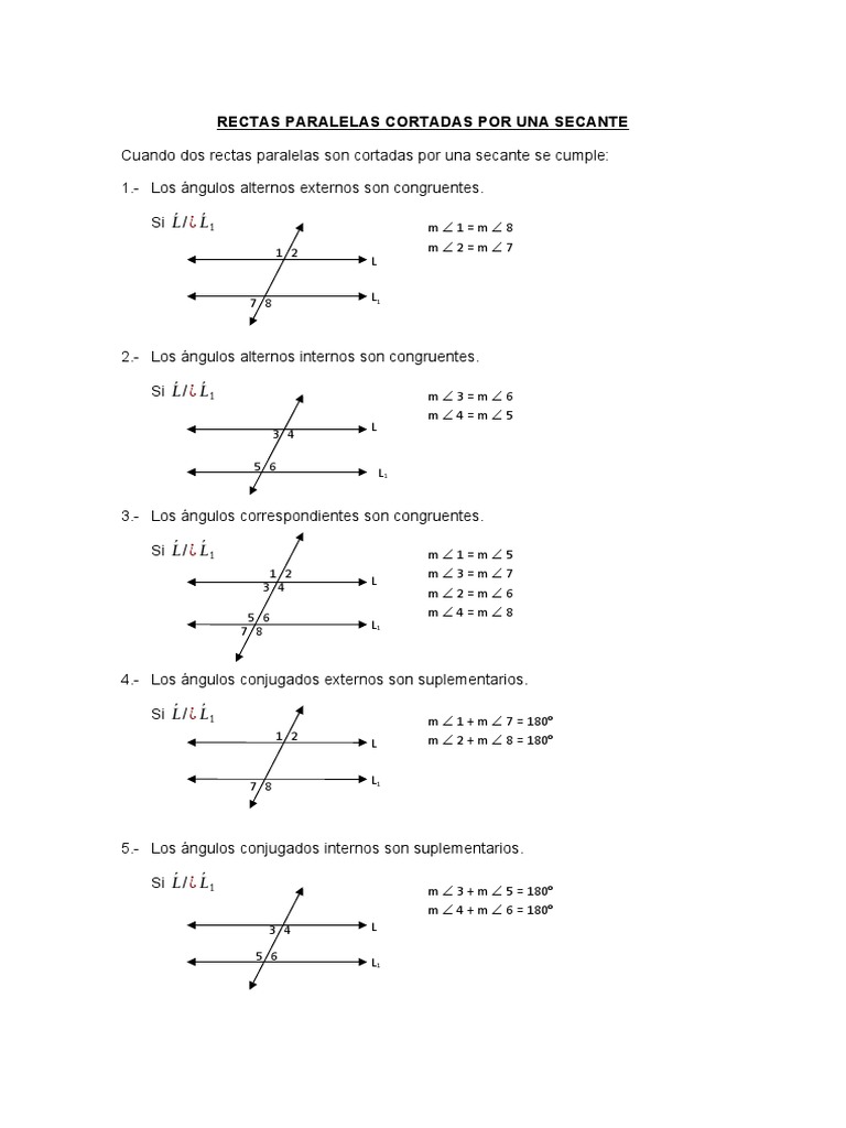 Rectas Paralelas Cortadas Por Una Secante | PDF