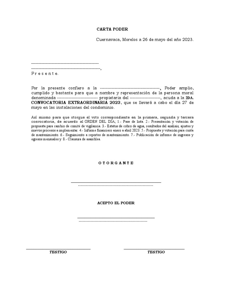 Carta Poder Formato | PDF