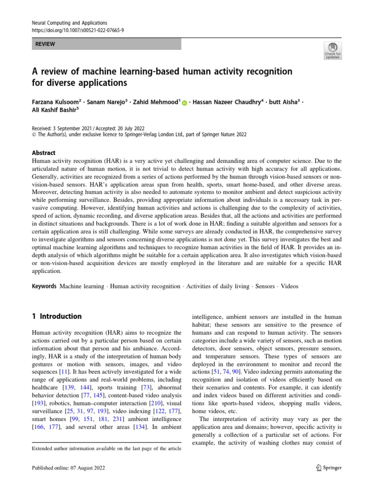 A Review of Machine Learning-Based Human Activity Recognition For ...