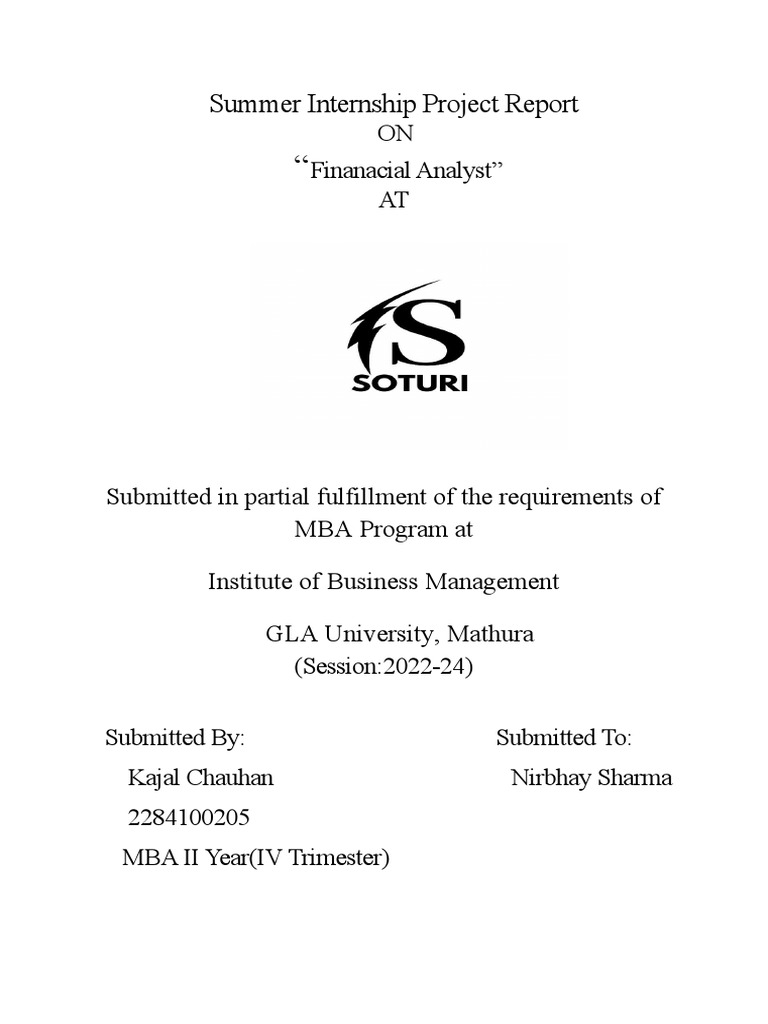 Final Report Internship | PDF | Marketing | Financial Analyst