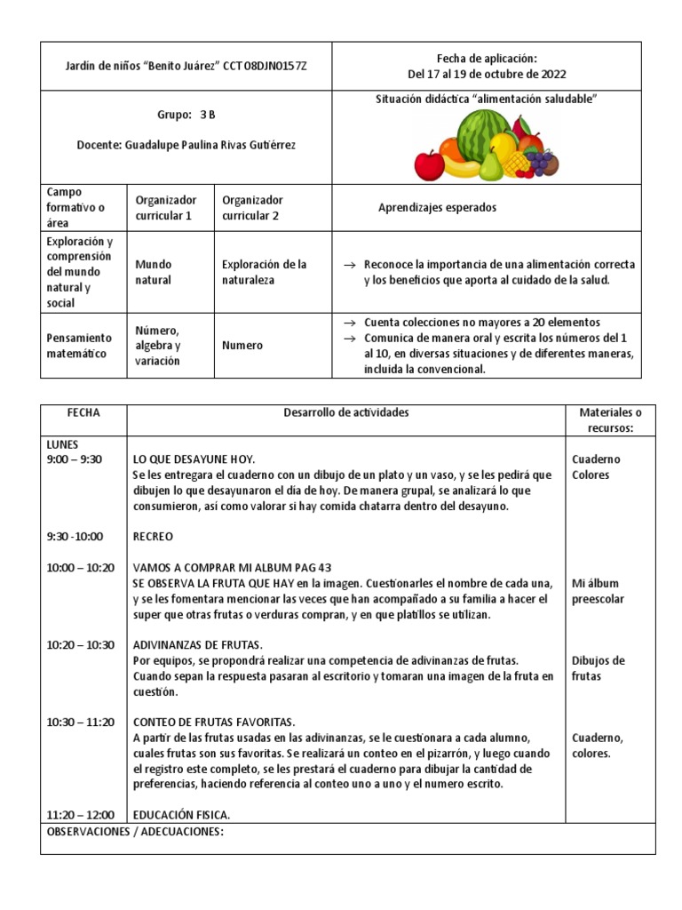 Planeacion Alimentacion Saludable | PDF