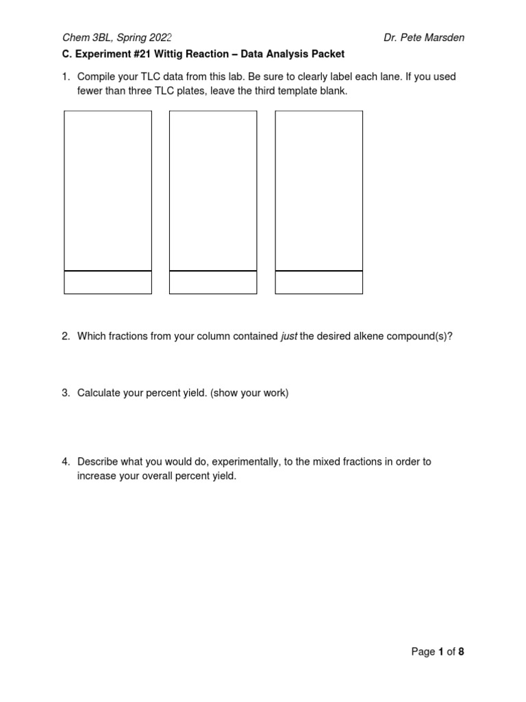 Experiment 21: Wittig Reaction Analysis | PDF | Proton Nuclear Magnetic ...