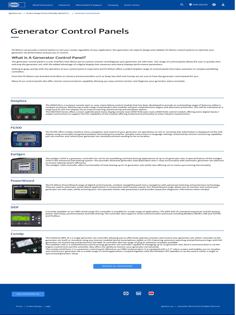 Generator Control Panels - FG Wilson | PDF | Computer Monitor ...