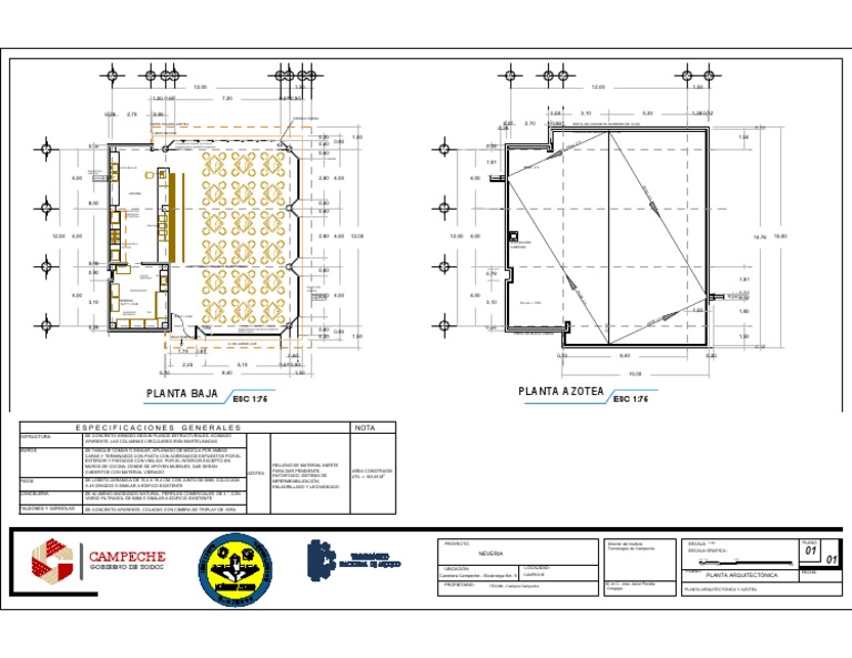 PLANTA ARQUITECTONICA Y AZOTEA 01-01 | PDF | Materiales | Sector ...