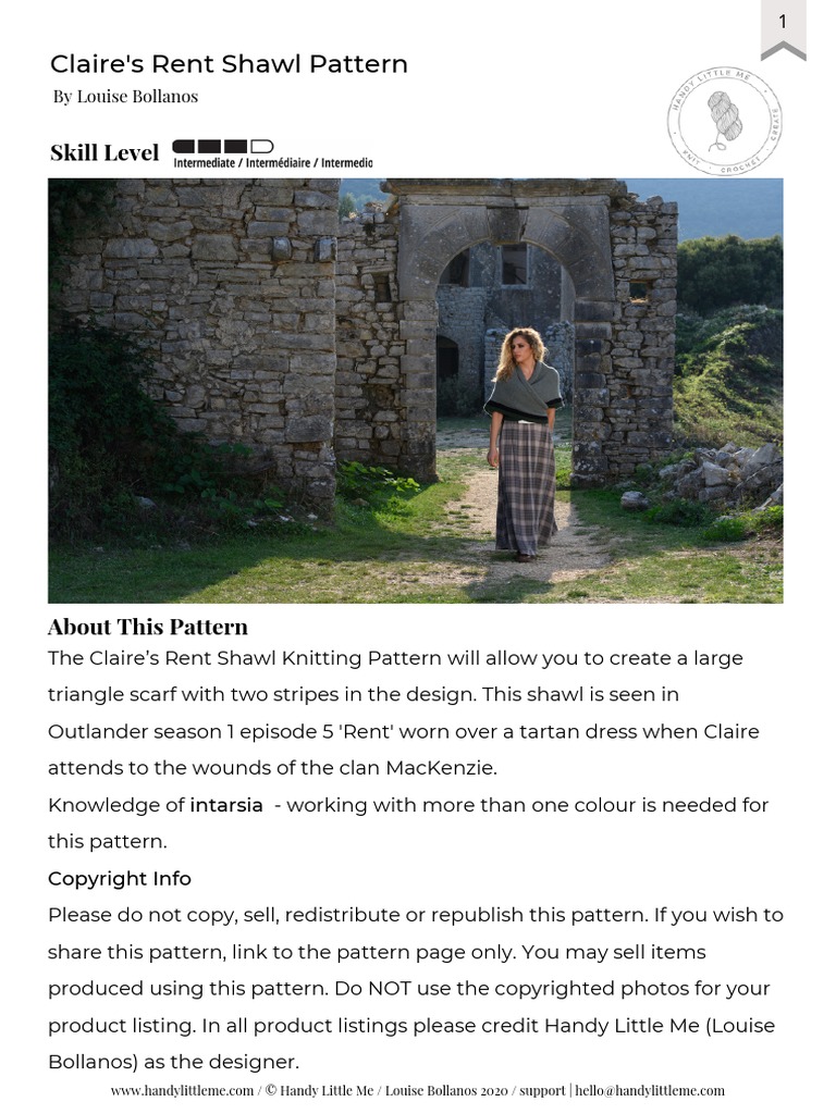 Claire's Rent Shawl Knitting Pattern V2 | PDF