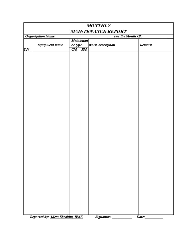 MONTHLY Report Format | PDF