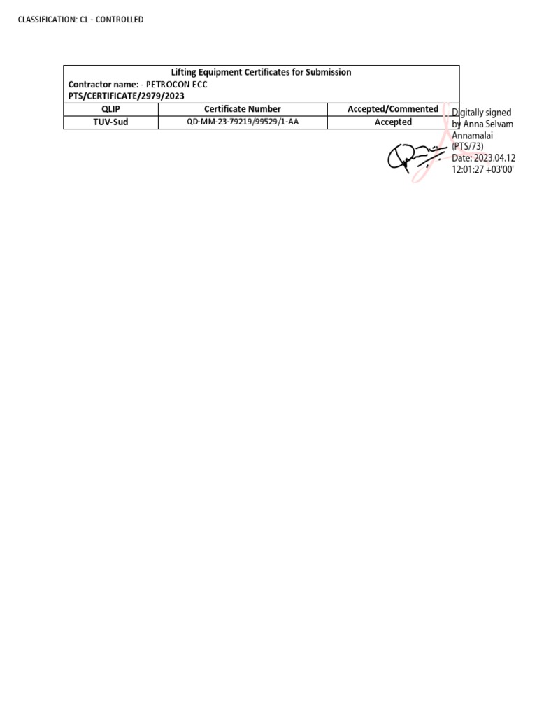 PTS Certification for PETROCON ECC | PDF
