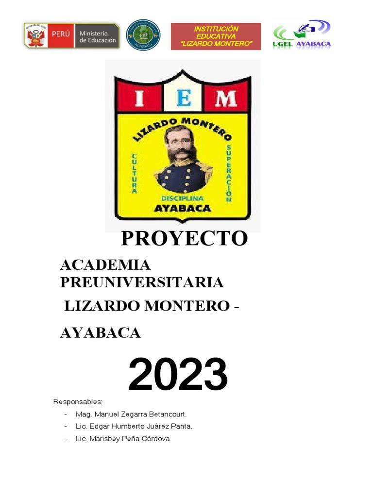 Proyecto Academia Lizardo Montero 2023 | PDF | Educación más alta ...