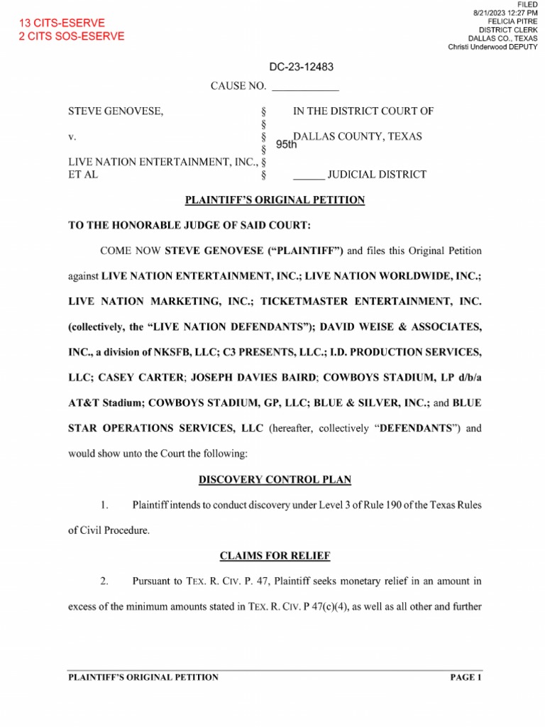 Genovese V Live Nation PDF