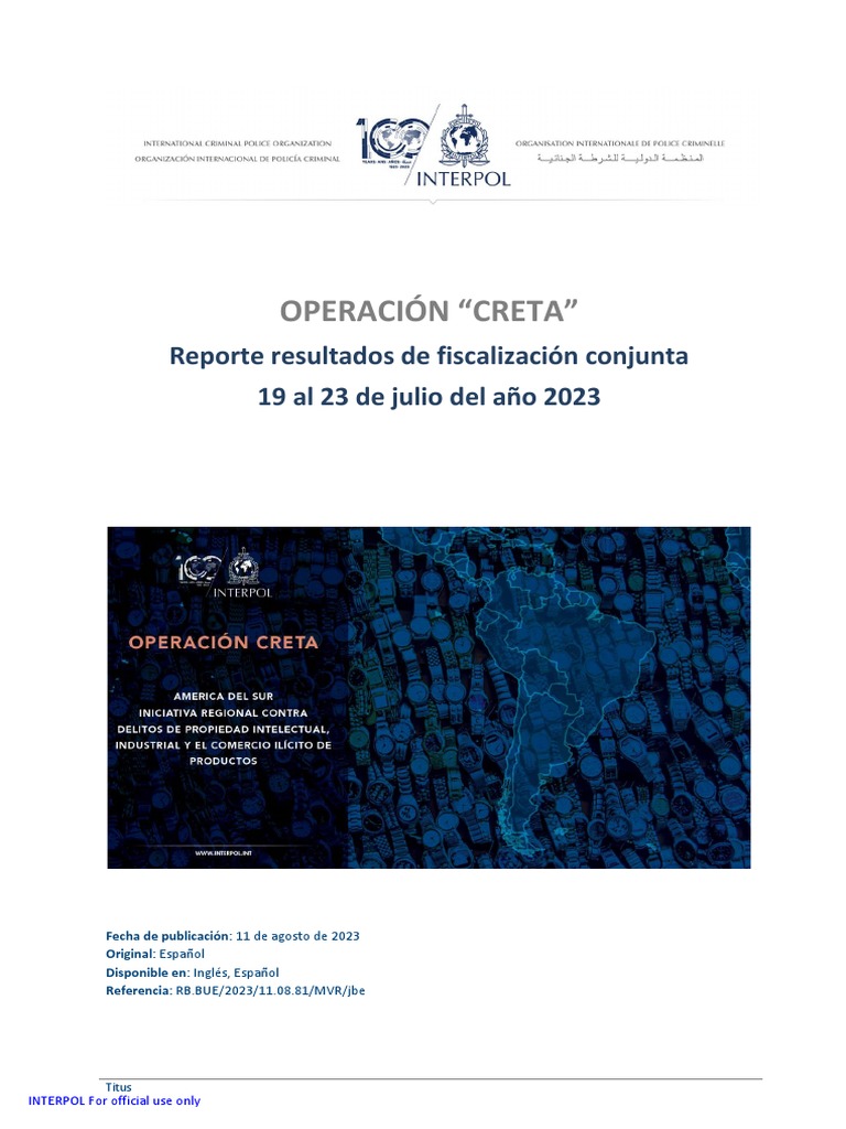 1er Reporte Op. Creta | PDF