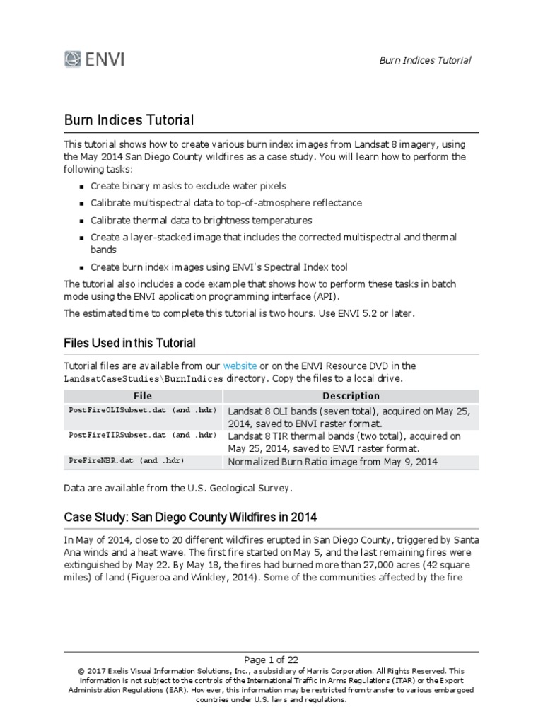 Burn Indices Tutorial | PDF