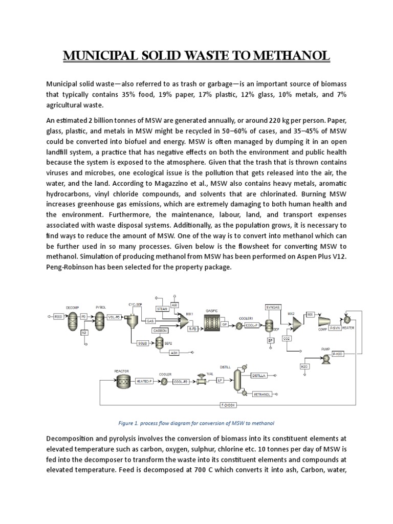 Municipal Solid Waste To Methanol | PDF | Gasification | Municipal ...