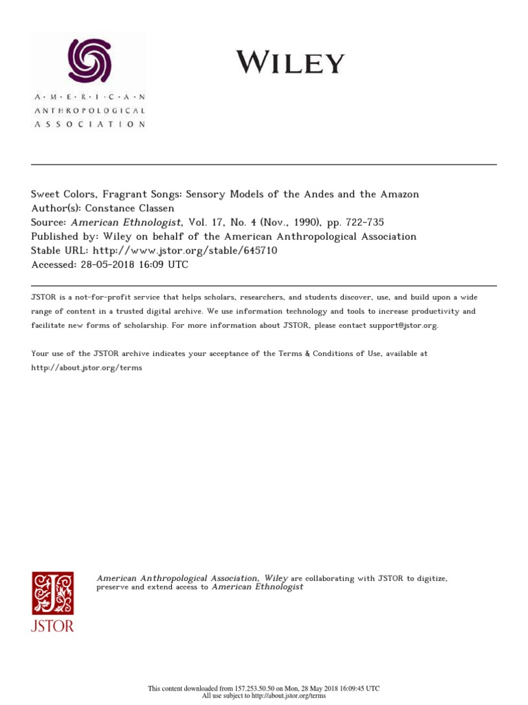 Sensory Models in Andes and Amazon | PDF | Perception | Senses