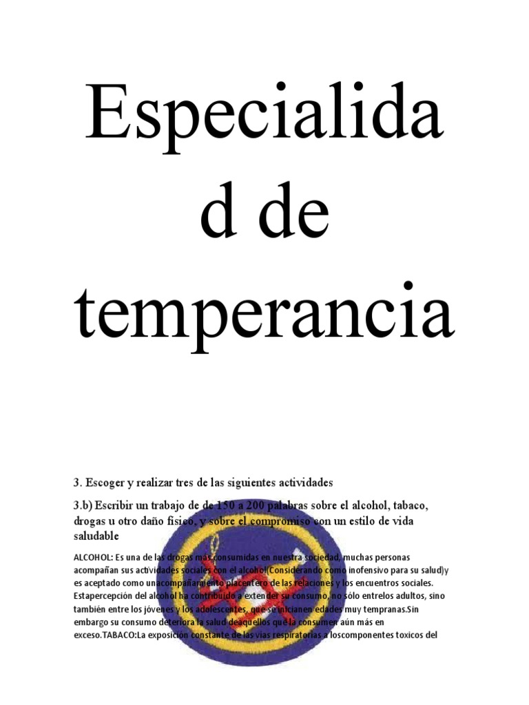 Especialidad de Temperancia Conquis | PDF | Relaciones personales ...