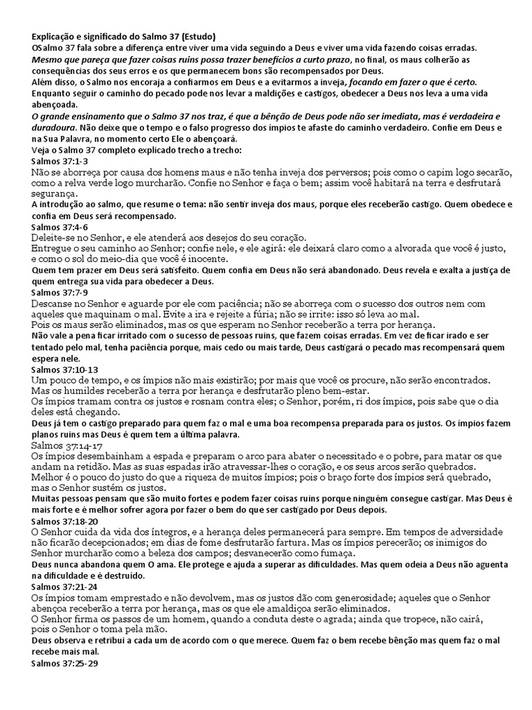 Significado e Estudo do Salmo 37 | PDF